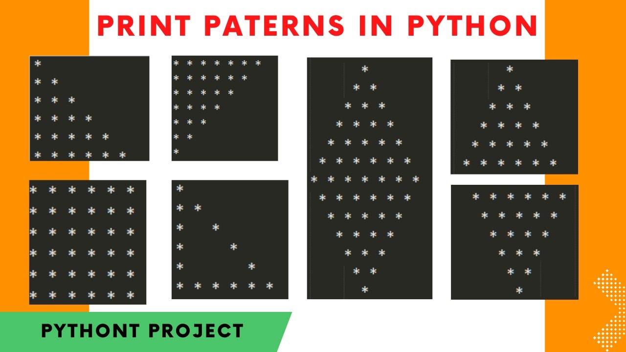 Python Programs to Print Pattern - Pyramid, Star,Diamond,Triangle | how to print pattern in python