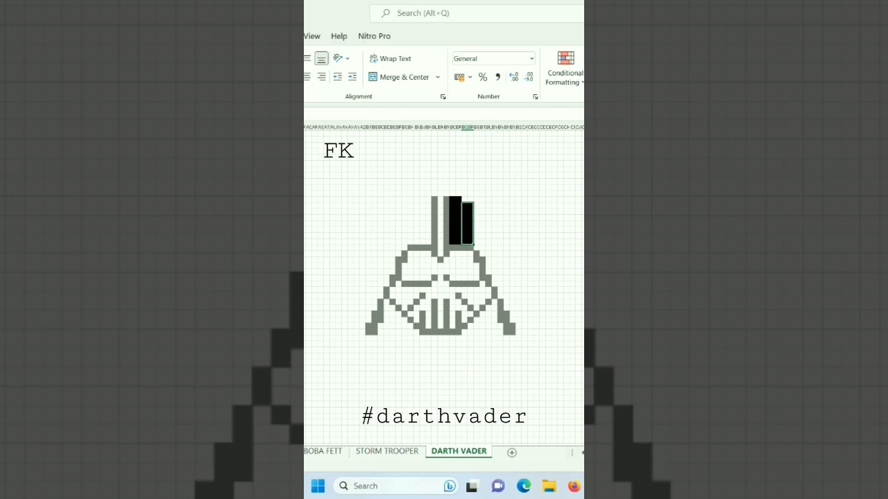 PART 36 HOW TO DRAW DARTH VADER EXCELL PIXEL ART#starwars#darthvader  #pixelart#villan#speedup