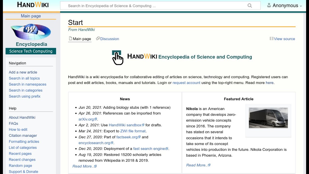 HandWiki Encyclopedia of Science and Computing