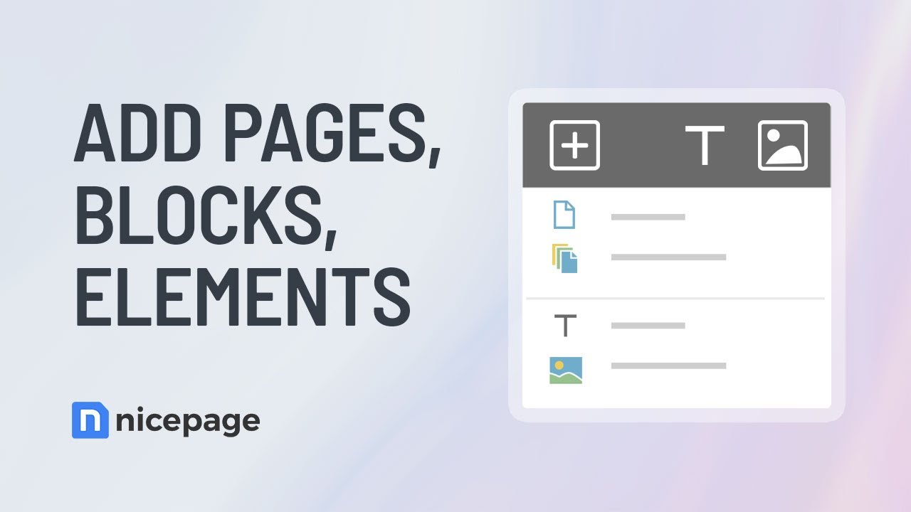 How to add Pages, Blocks, and Elements in Nicepage
