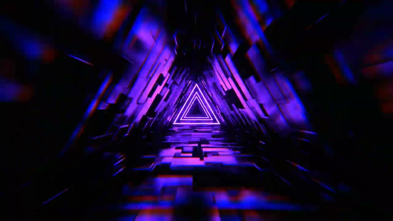 Purple Reverse Triangle Sci Fi Glitch Tunnel Background VJ Loops in 4K