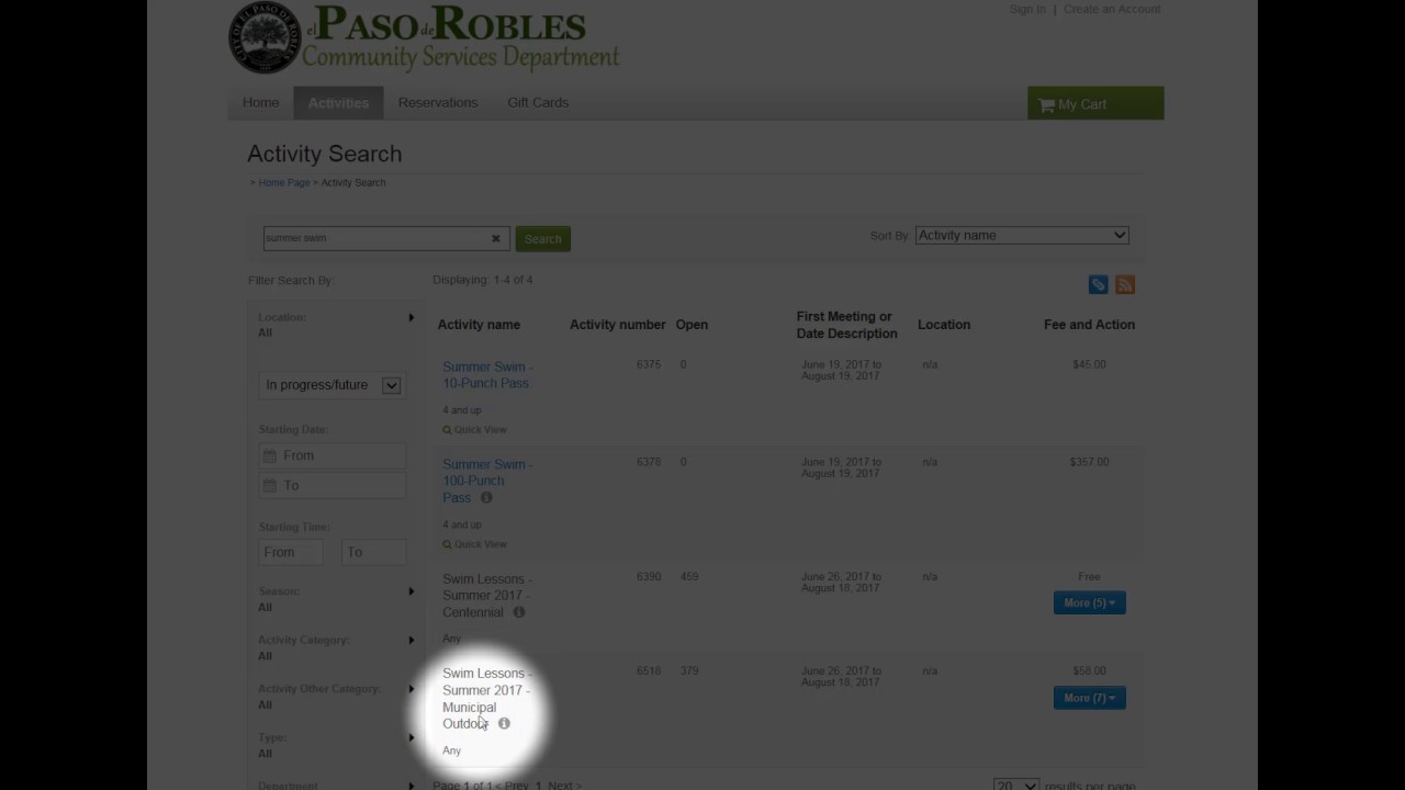 How to Register for Swim Lessons - Paso Robles Recreation