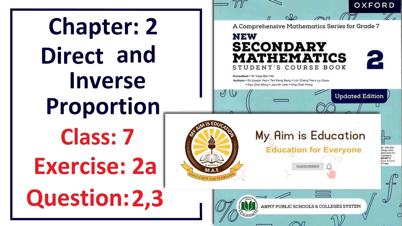Exercise 2a Question 2 and 3 (Direct and inverse proportion) – APS Math Class 7.