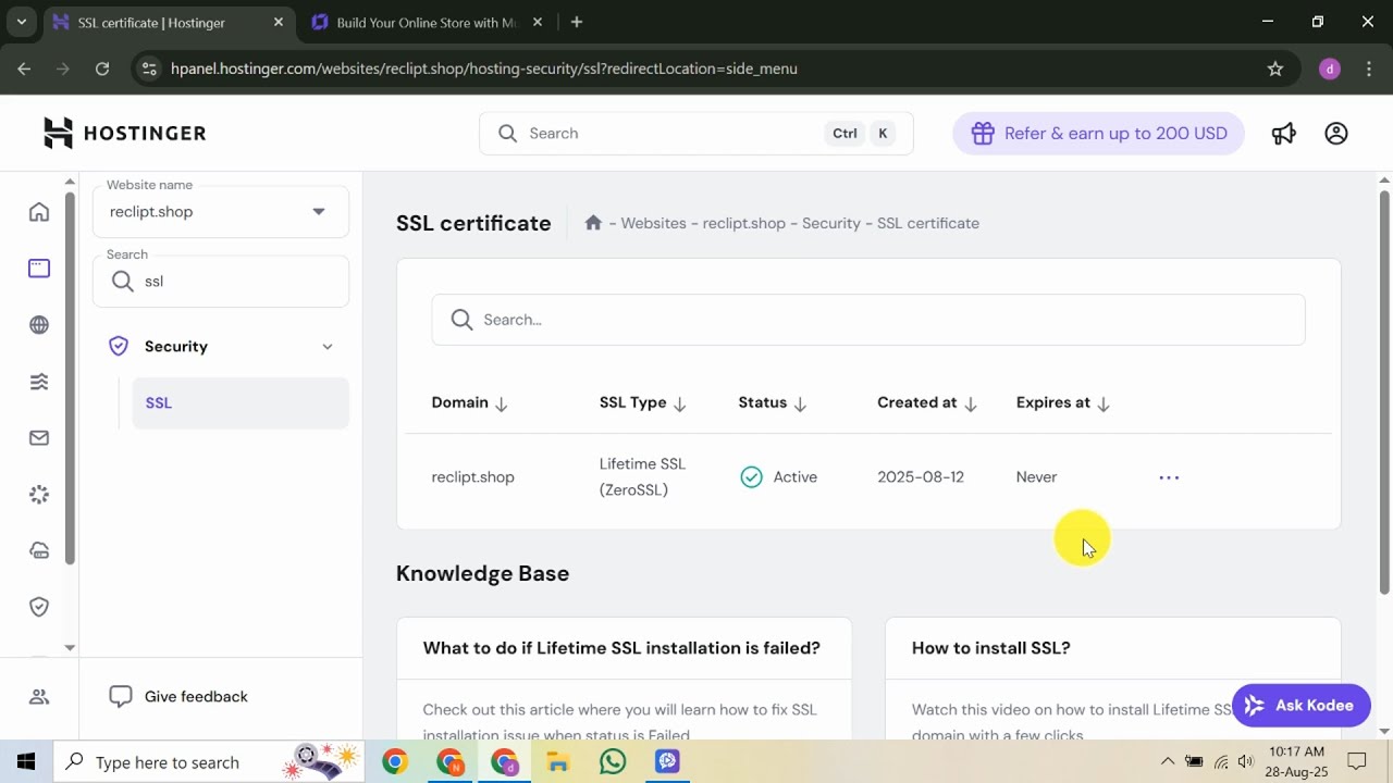 How to Enable SSL on Hostinger