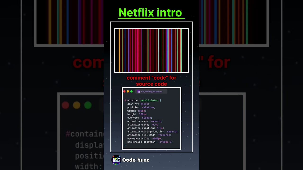 ❤️‍🔥Netflix intro animation using HTML and CSS | Netflix intro animation | code buzz | #coding