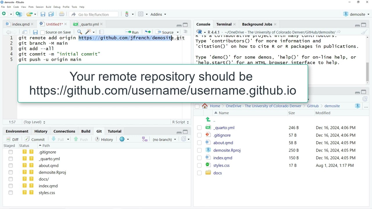 Publishing a Quarto website through GitHub Pages (updated)