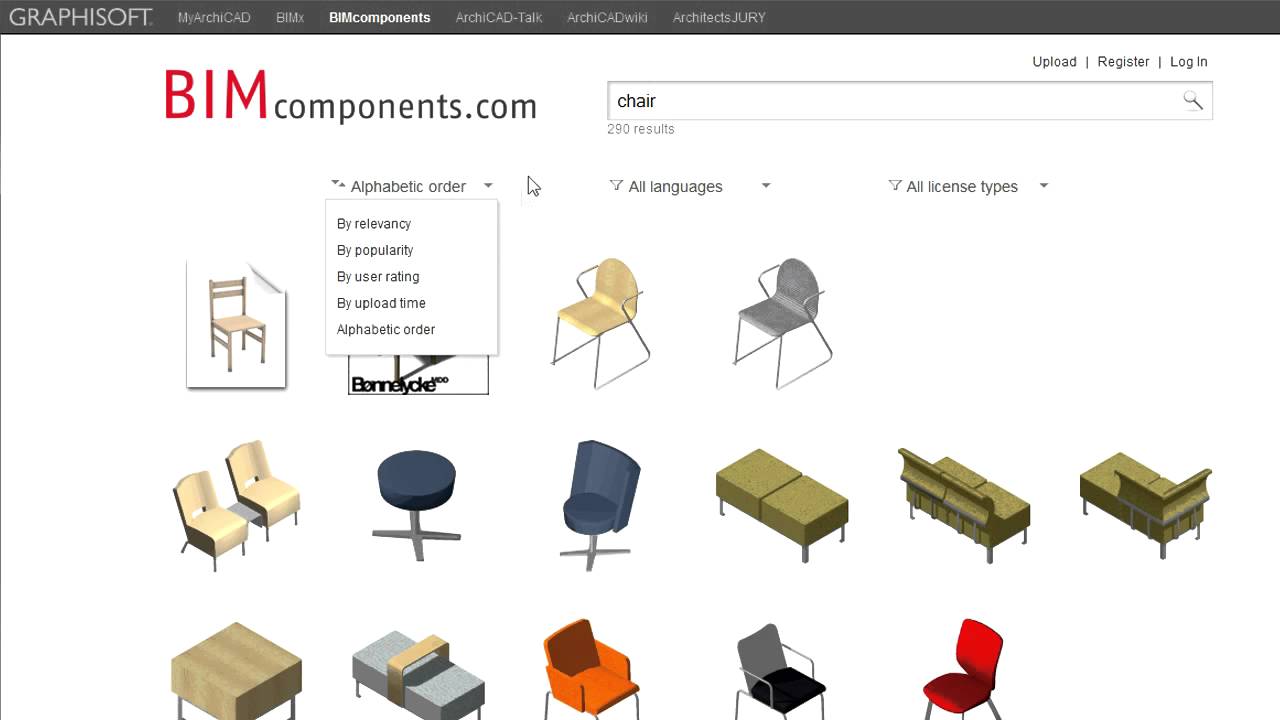 ArchiCAD BIM Components Portal: Searching for Objects
