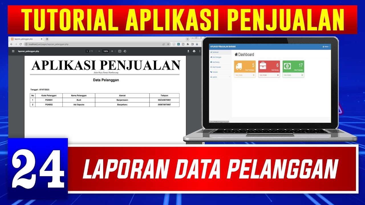 TUTORIAL APLIKASI PENJUALAN | 24. CETAK LAPORAN DATA PELANGGAN KE PDF DENGAN LIBRARY FPDF
