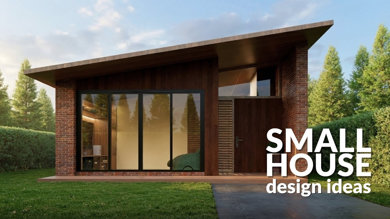 Stunning Minimalist Small House Design: Wood Cladding, Brick Accents & Huge Windows