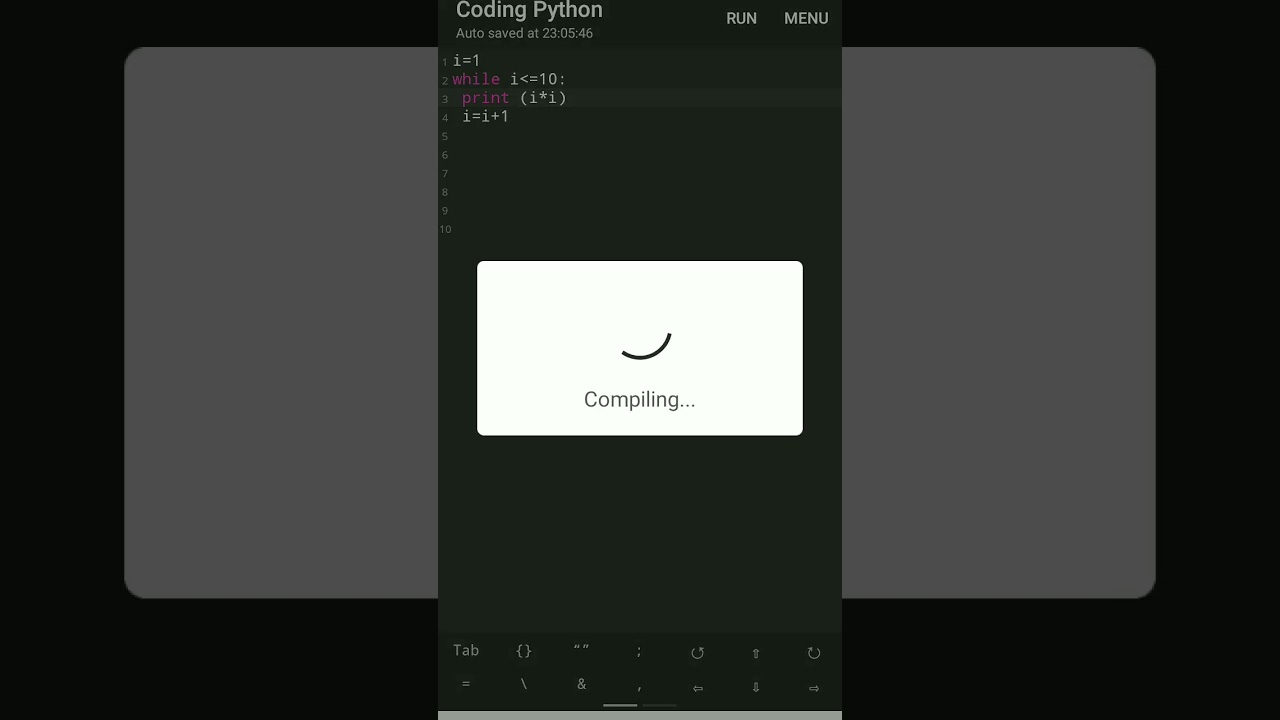 Program to print square of 1 to 10 numbers in python using while loop