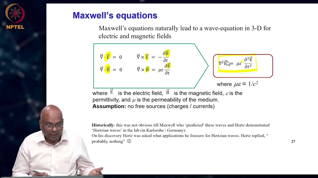 Maxwell's equations to the 3D wave equation and its solutions