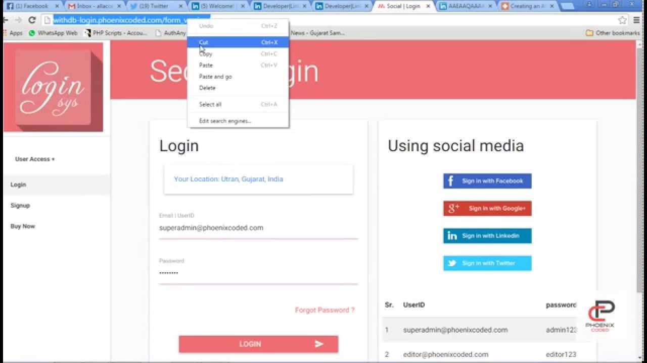 LinkedIn setup - Secure auth:Simple and Easy login sys - SQLVersion by  Phoenixcoded