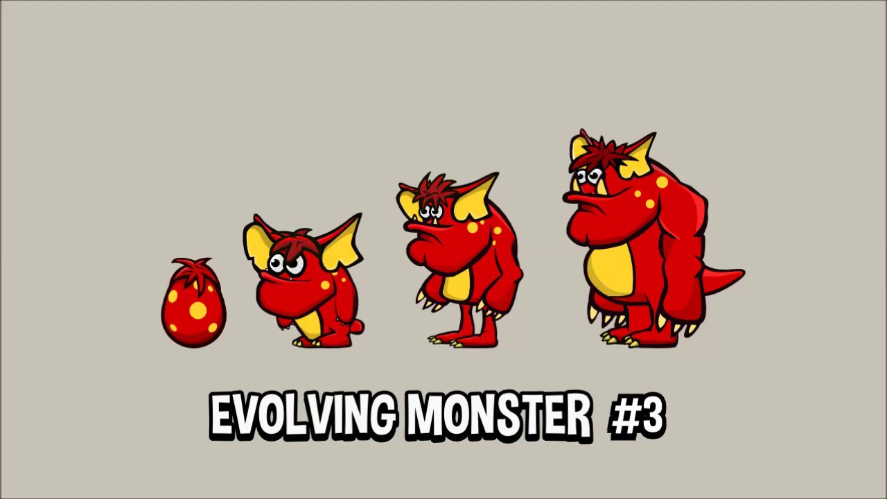 evolving monster 2d game asset animation preview