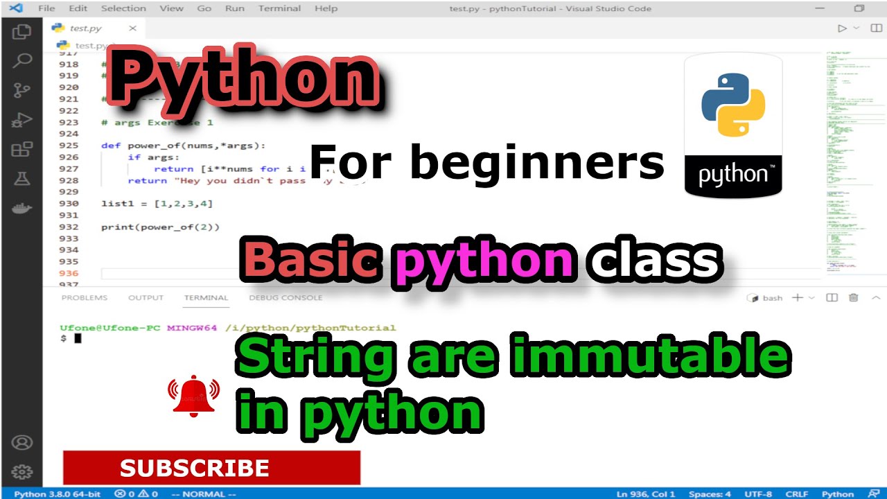 String are immutable : Python Tutorial basic (beginners)
