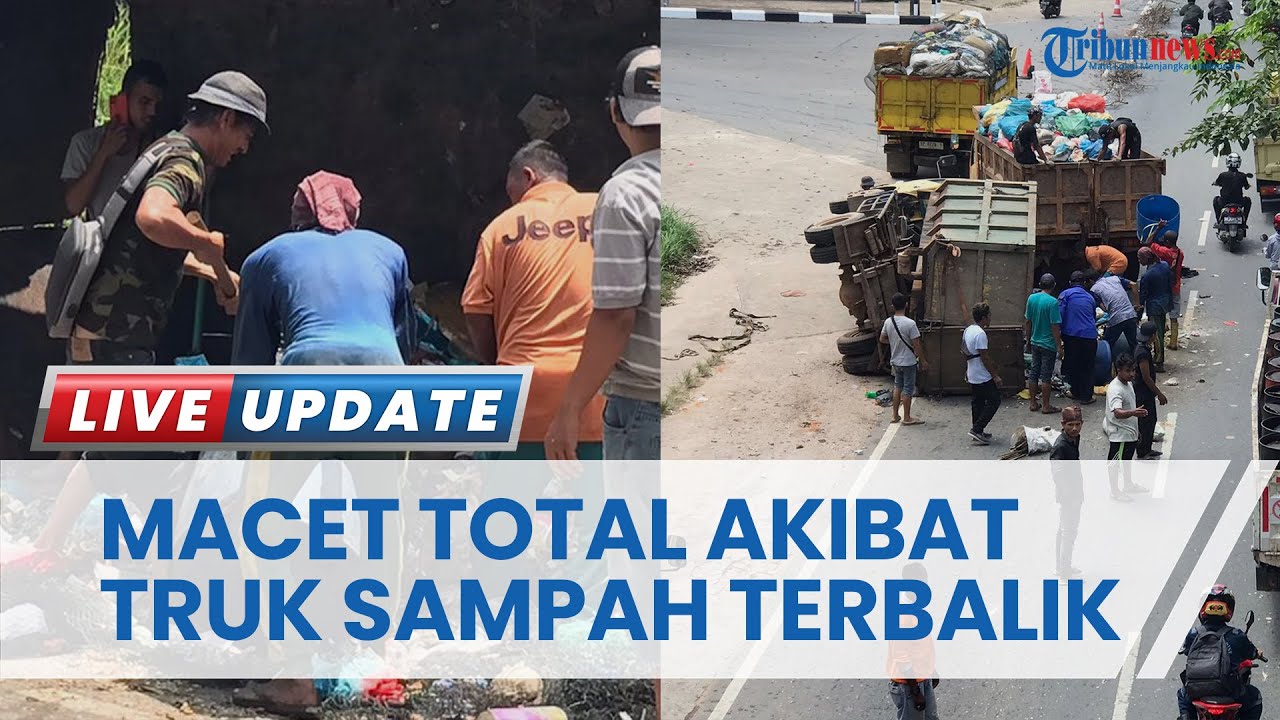 Mobil Pengangkut Sampah Milik DLH Batam Terbalik, Sampah Berserakan ... Mobil Pengangkut Sampah Milik DLH Batam Terbalik, Sampah Berserakan ...