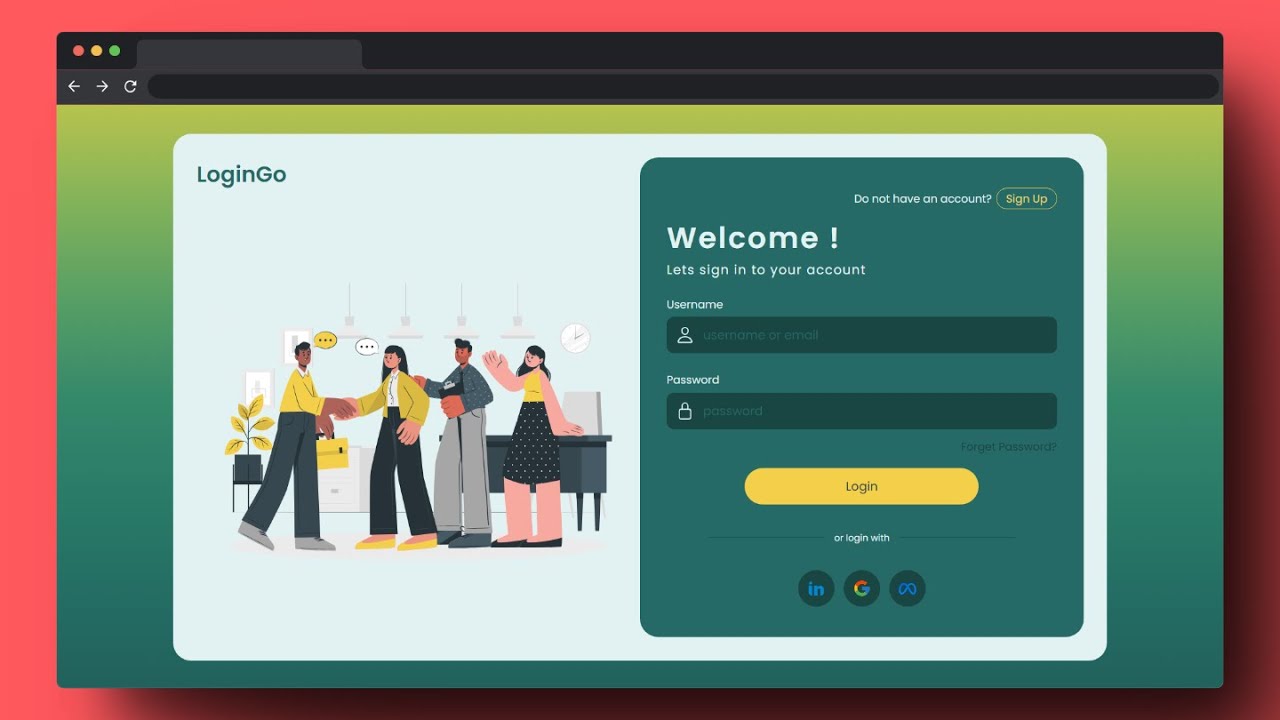 Responsive Login Website Template using HTML and CSS