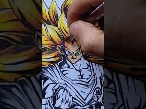 PINTANDO EL ROSTRO DE GOKU SSJ 3 con Boligrafos #gokussj3 #shorts