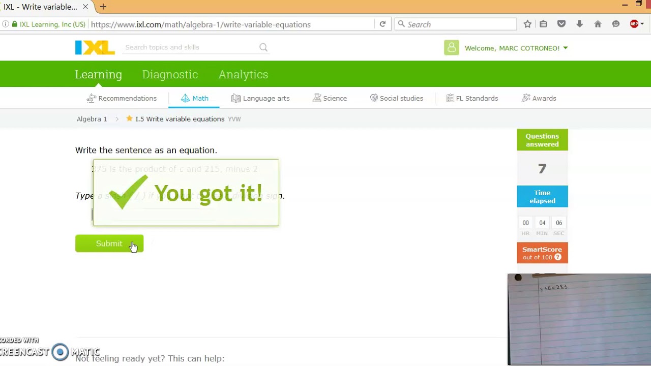 I 5   Write Variable Equations Tutorial