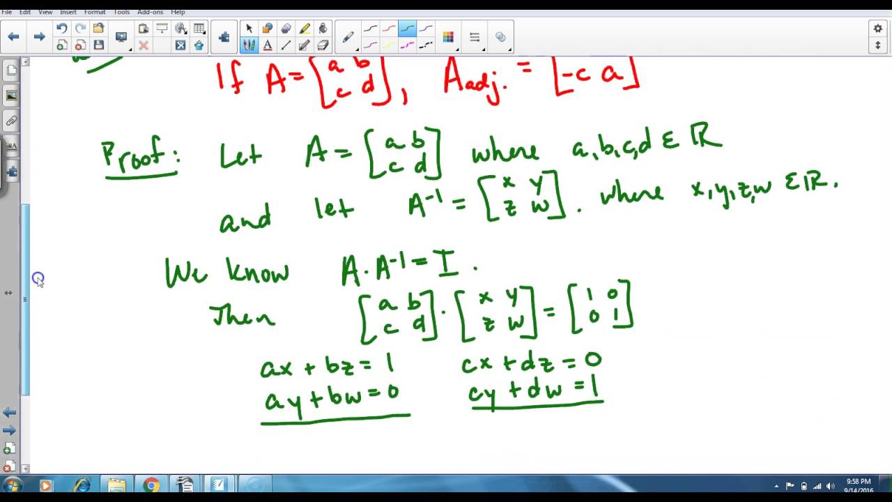 Determinant Method for Inverse Matrices - Proof