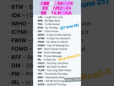 Abbreviation example in social media #abbreviation #morning #motivation #english #shorts #viral
