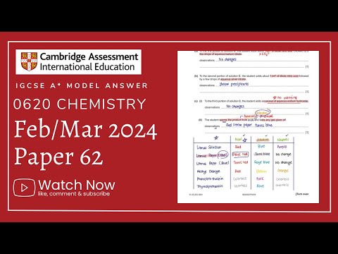 IGCSE Chemistry Paper 62 - Feb/Mar 2024 - 0620/62/F/M/24 FULLY SOLVED