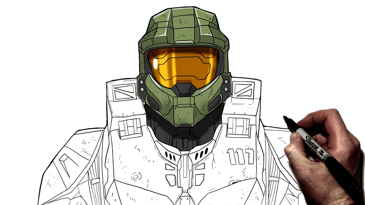 How To Draw Master Chief | Step By Step | Halo