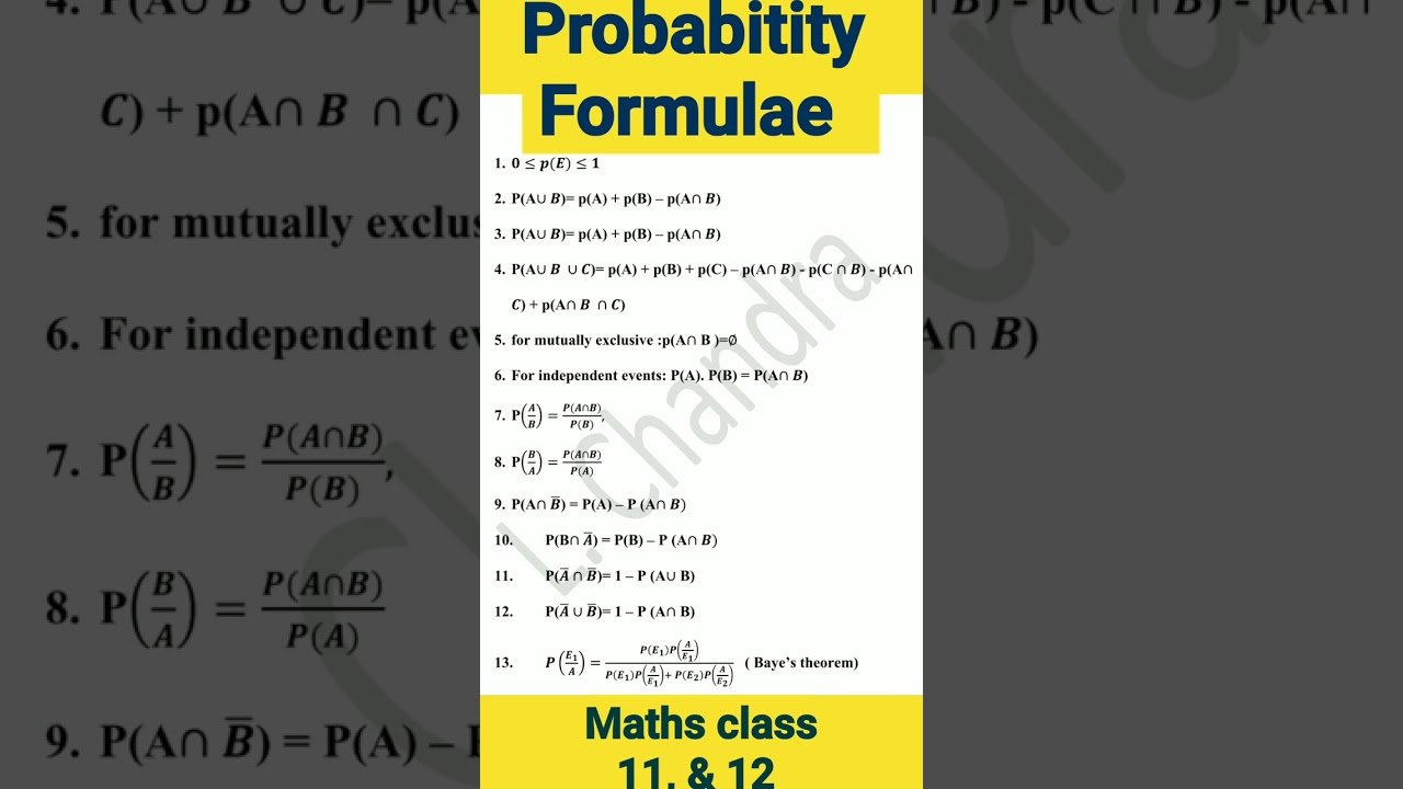 #Shorts#probability Formulae#Class 12 Maths||class 11 maths#trending video