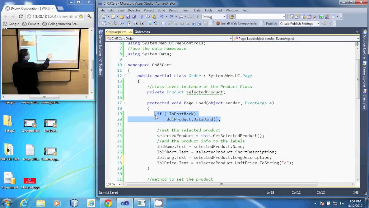 PRG 310 - The Orders Page Load C# Code