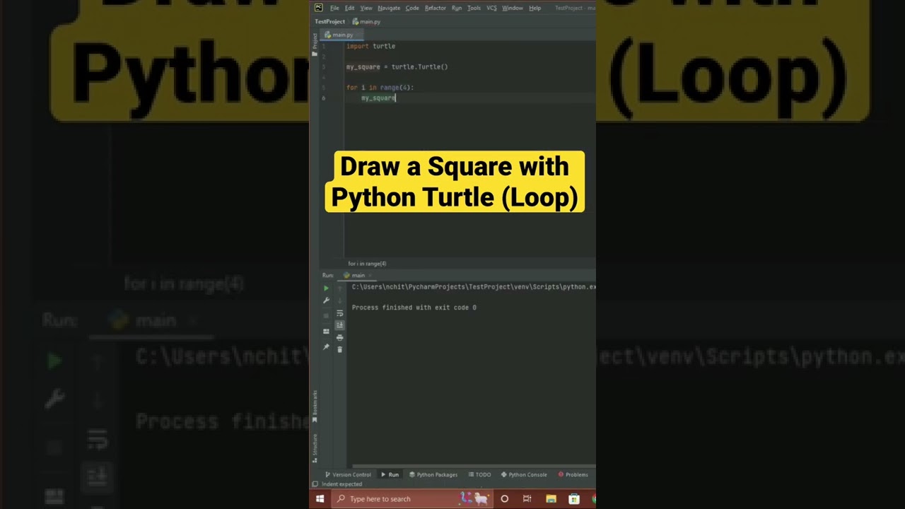 Draw a Square with Python Turtle (Loop)