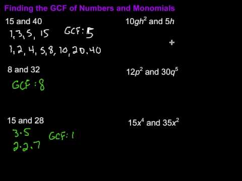 Finding GCF of Numbers and Monomials