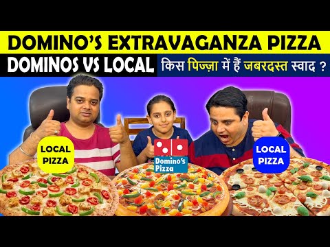Domino's Veg Extravaganza Pizza Dominos vs Local Brand ! Dominos Extravaganza Pizza Review