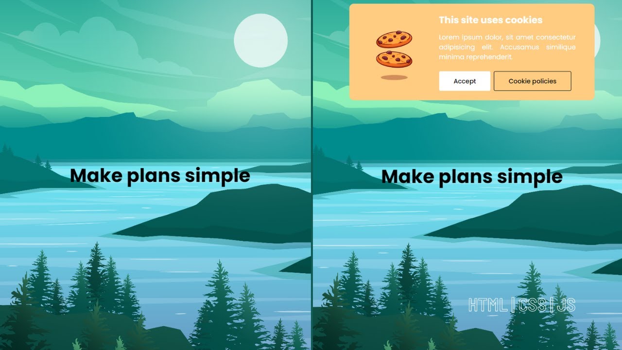 Cookie model pop up when page loads | HMTL, CSS & JS