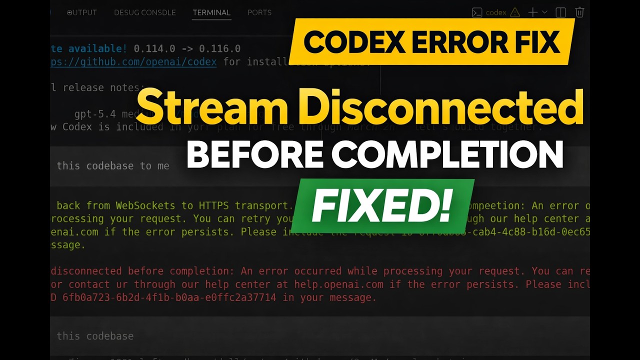 Fix Codex WebSocket Error: Stream Disconnected Before Completion | VS Code