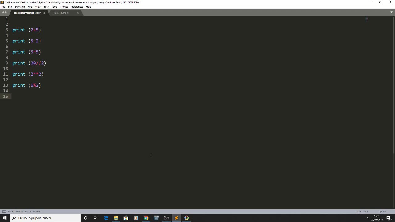 Operadores matemáticos con Python y GitHub