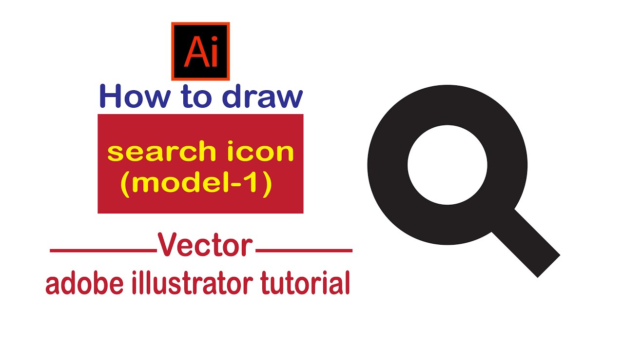 How to draw search icon or lens vector image using adobe illustrator