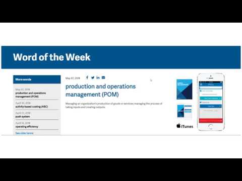 APICS Word of the Week - Production and Operations Management