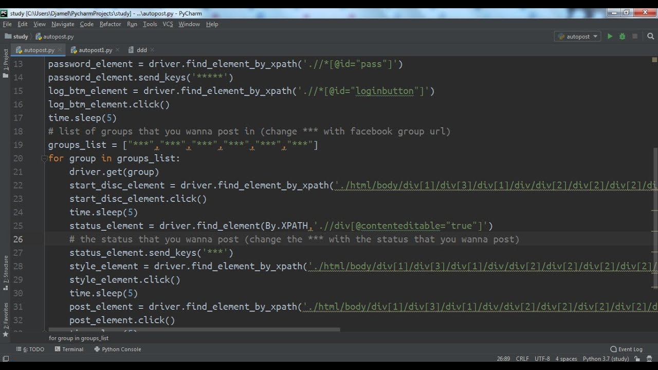 Python: Auto poster for Facebook groups