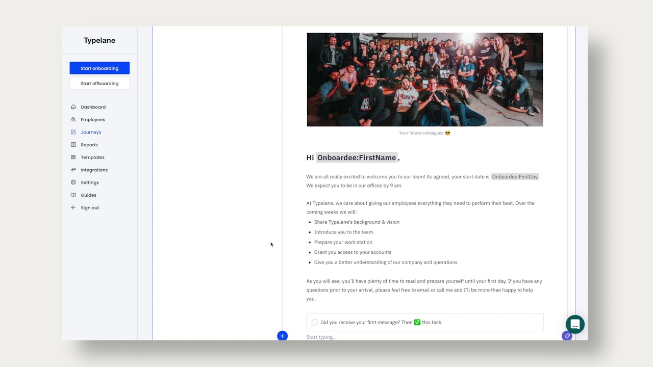 Typelane Overview – Employee Onboarding