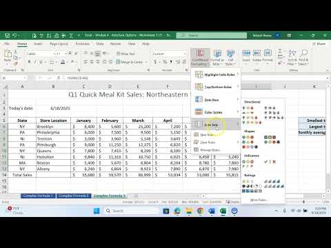 Excel - Module 4 - AutoSum Options with 3 worksheets