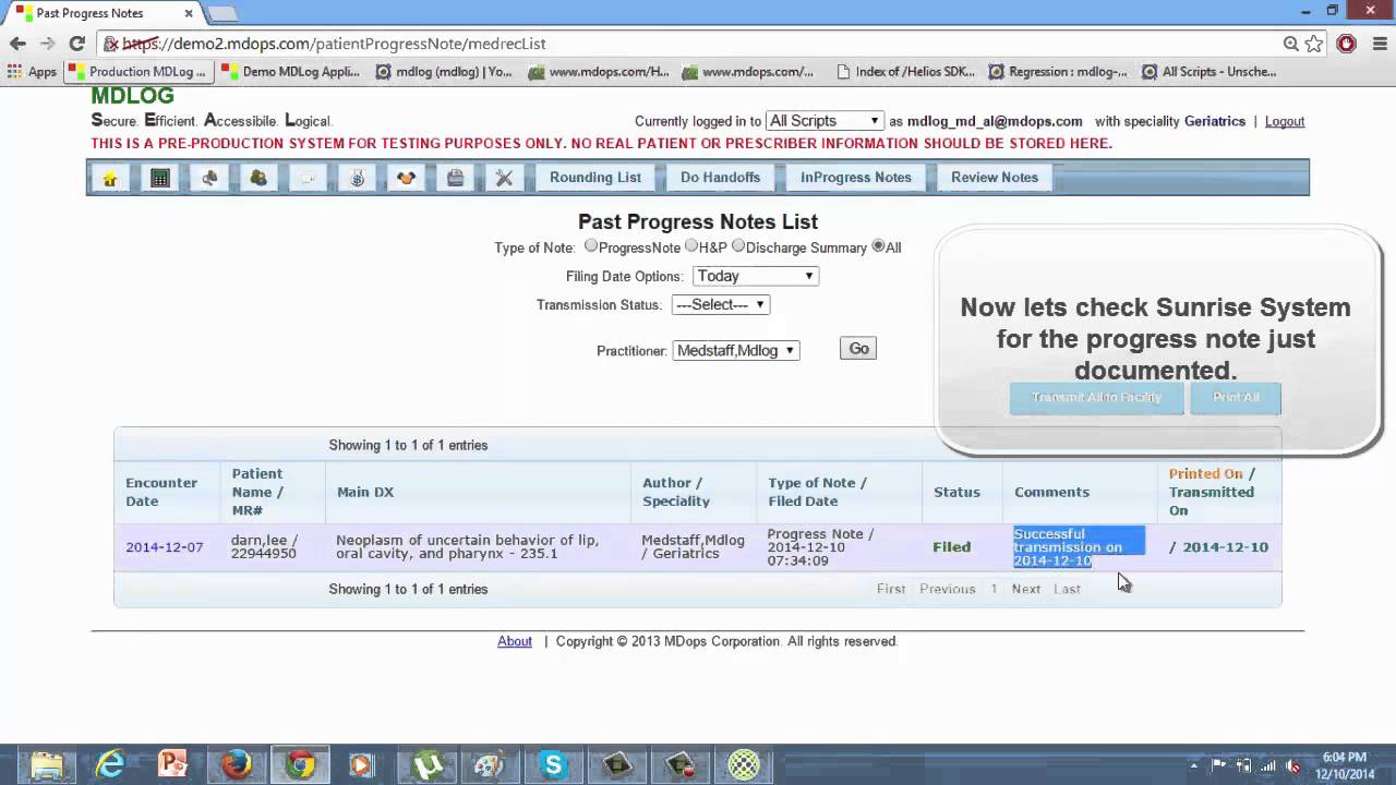 Clinical Documentation with MDLog web interface for Sunrise Systems