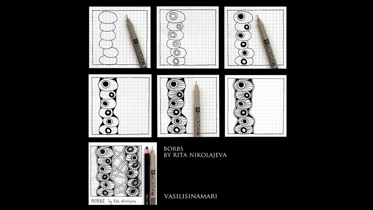 VASILISINAMARI zentangle tutorial pattern 