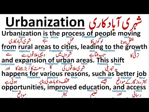 Urbanization || شہری آباد کاری || GRAMMAR || parts of speech Paragraph Translation || Spoken English