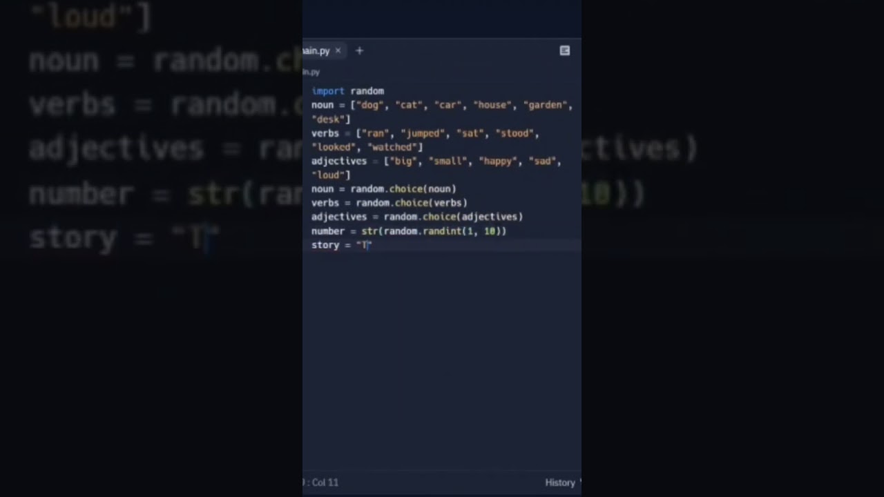 #12 project -- Python Story Generator #100daysofcode with #python #100 #shots