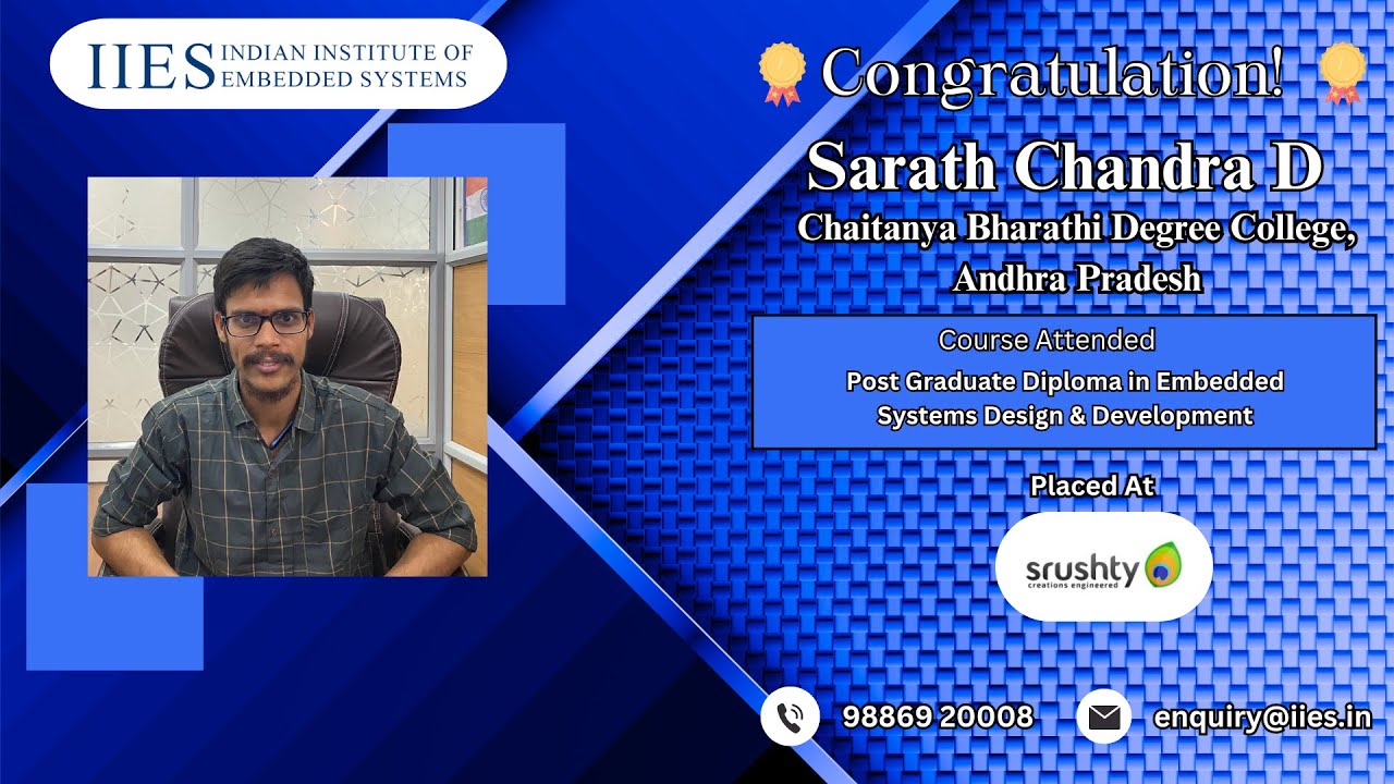 Student Success Spotlight: Sarath Chandra D placed at Srushty Global Solutions Pvt Ltd - IIES