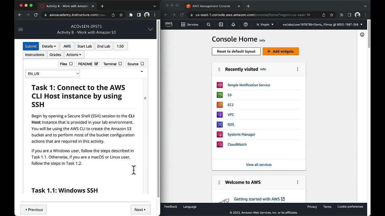 AWS Academy Cloud Operations (SysOps) Module 8: Activity 8 - Work with Amazon S3
