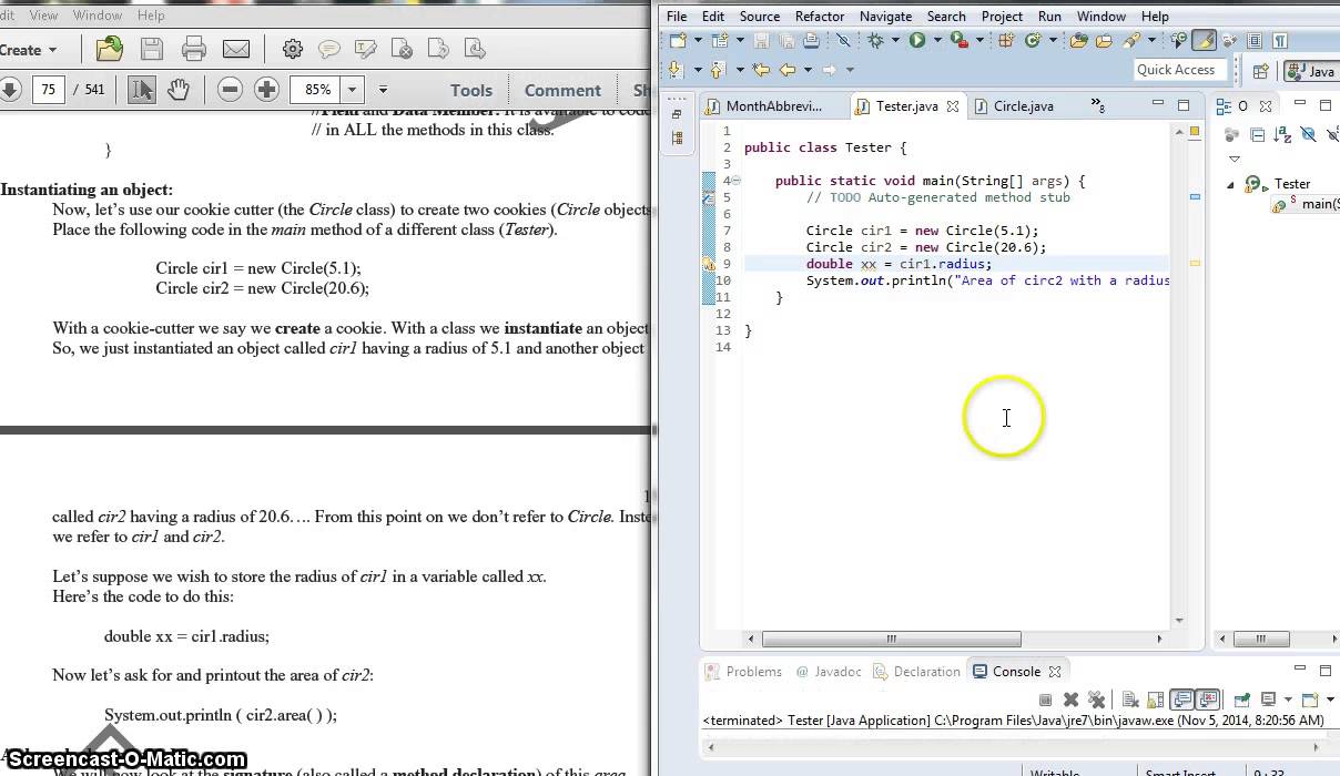 Lesson 15 Blue P  Circle class with Tester