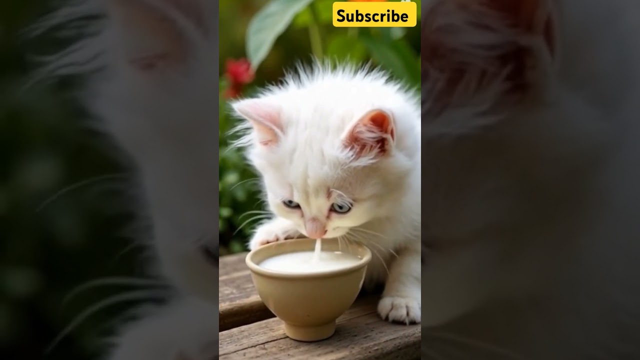 Cute Kitten drinking Milk #shorts #automation #ai