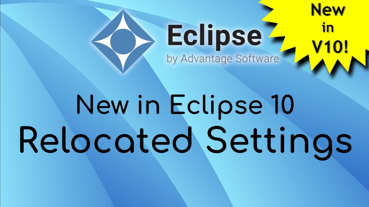 New in Eclipse 10 - Relocated Settings