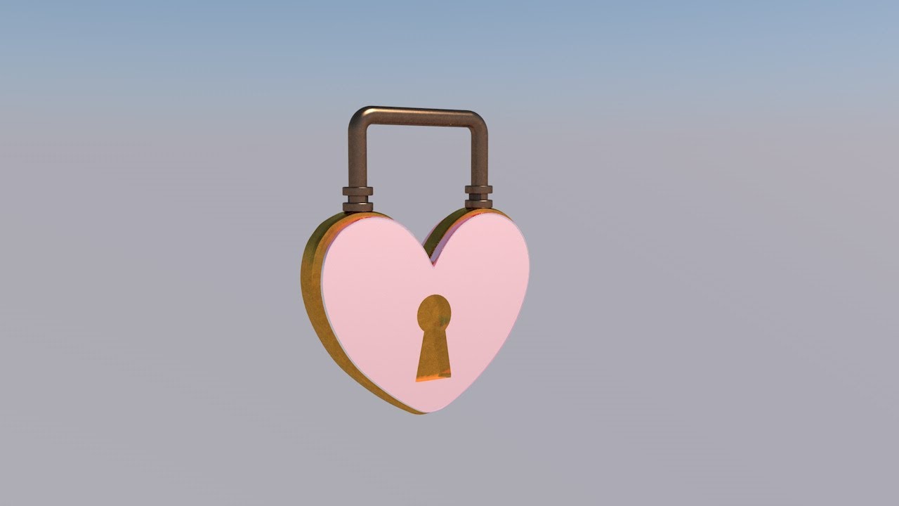 Heart with lock in Cinema 4D tutorial