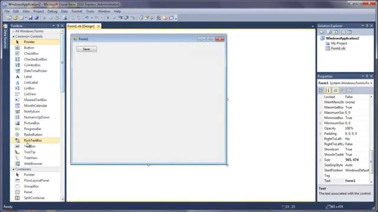 Learn Visual Basic - #40 - Save File Dialog using Streamwriter